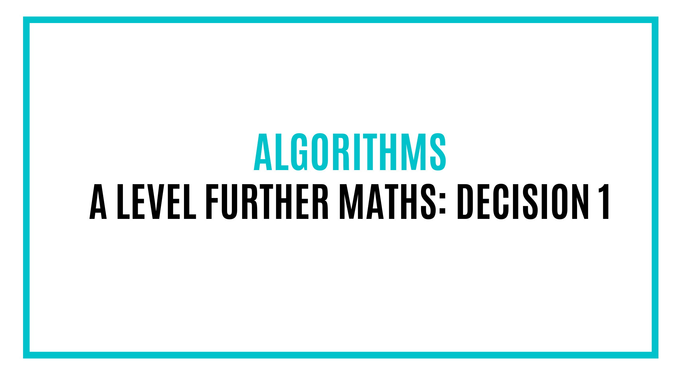 Algorithms - Maths For Granted